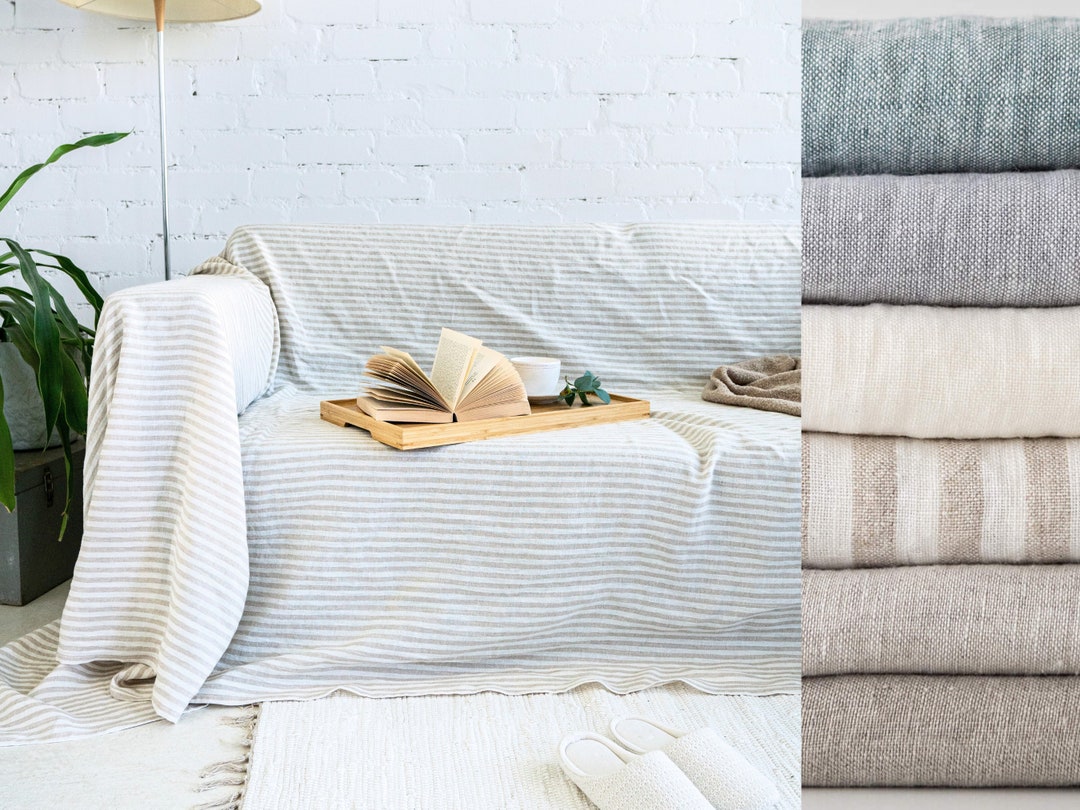 Linen Couch Cover | Sofa Cover | Linen Slip Cover | Natural Linen Sofa ...
