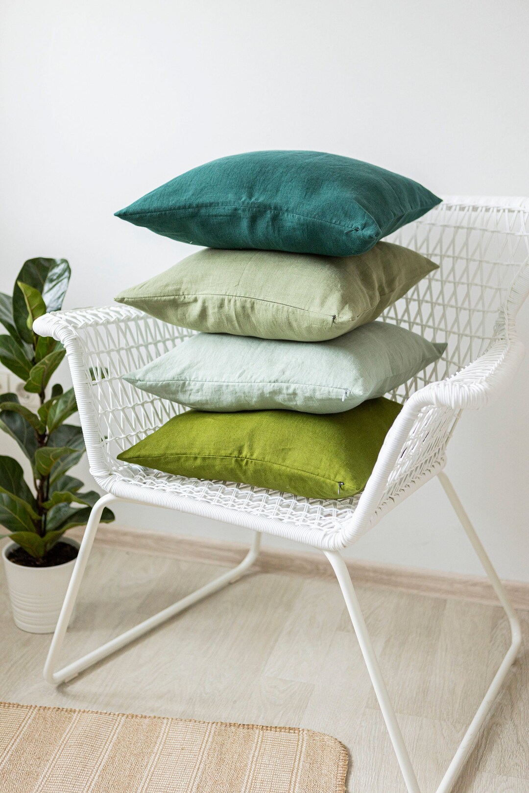 Zippered Sofa Cushion Covers Set of 2, Linen Cushion Covers, Throw ...