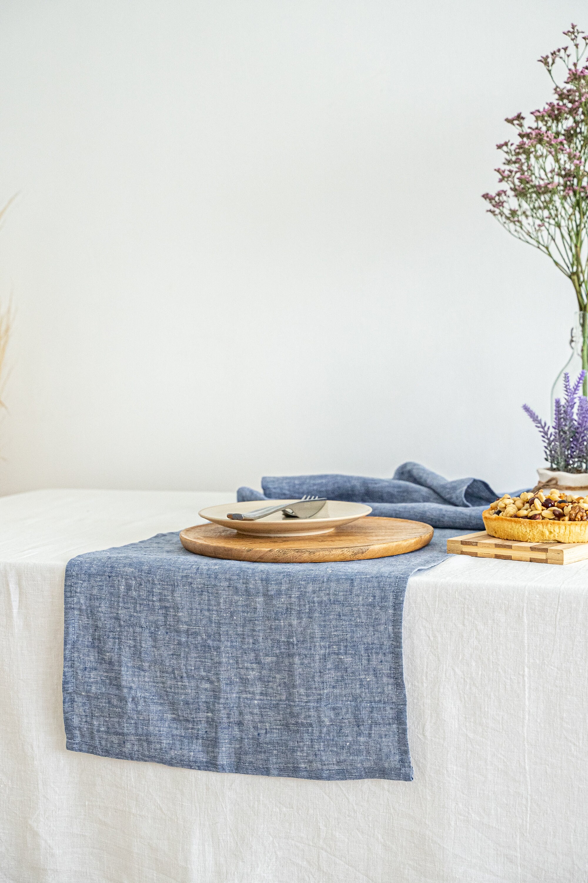 Linen Table Runner. Washed Soft Linen Table Runner in Blue. | Etsy
