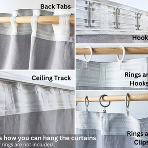 Linen Curtain Panel, Back Tabs Drapery, Semi Sheer Curtain, Patio Door ...