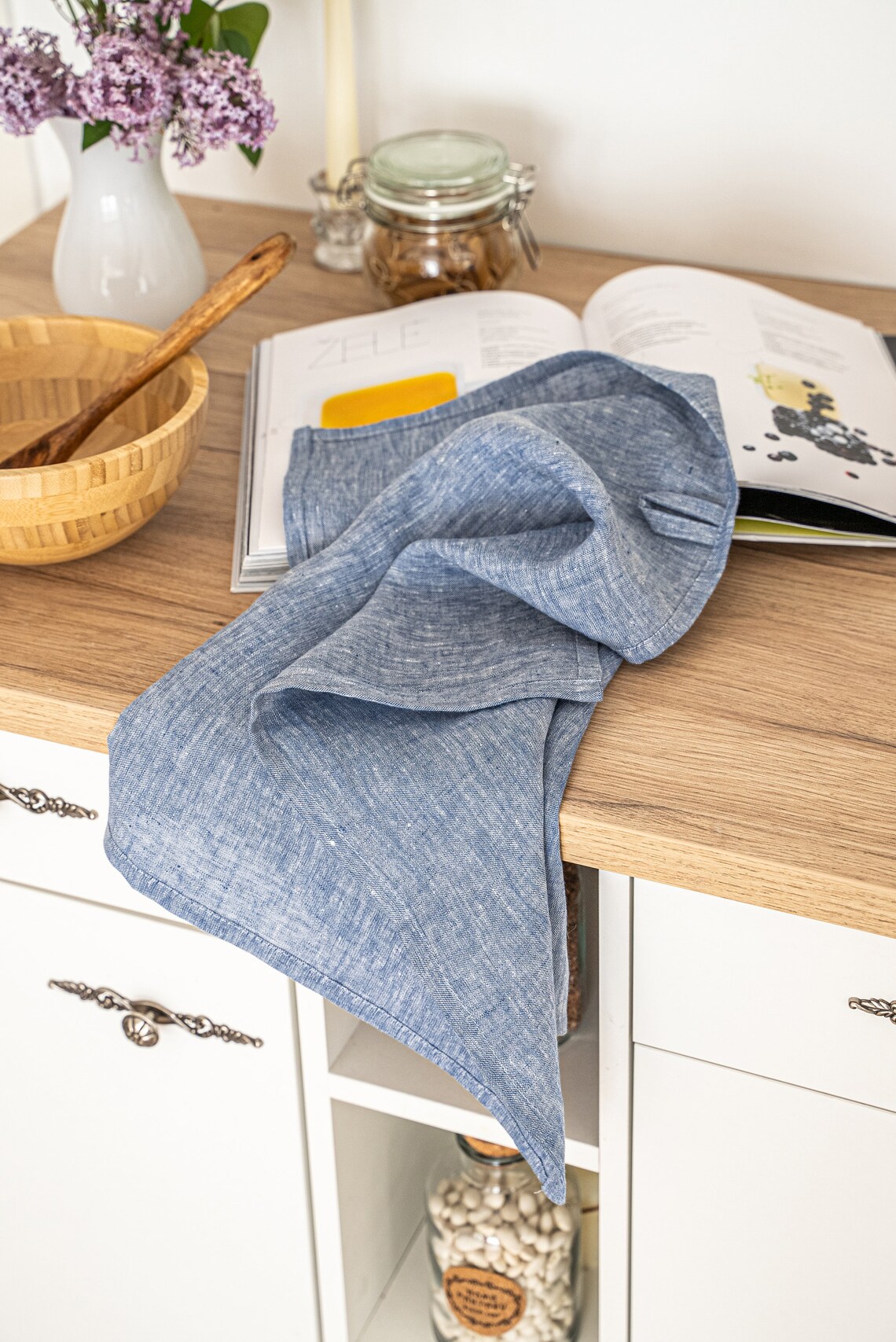 Linen Tea Towel With Loop Natural Linen Hand Towel Pure | Etsy