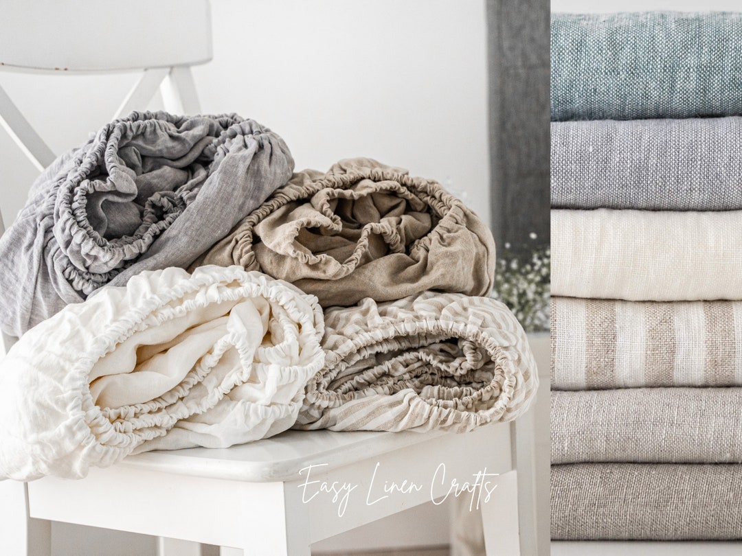 Natural Linen Fitted Sheet - Linen Bed Sheet - Queen, King, Custom ...