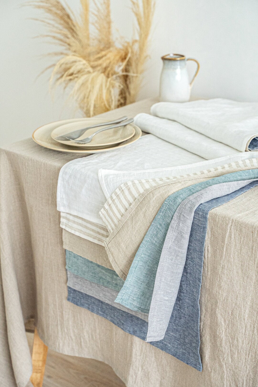 Linen Table Runner in Various Colors. Washed Fabric Custom Runner ...