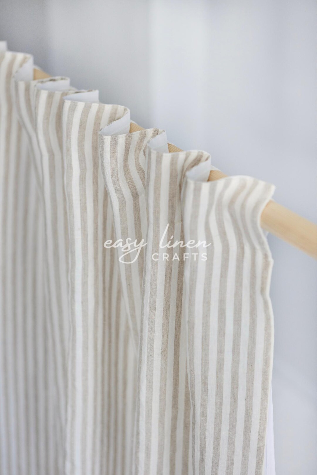 Waterproof Linen Shower Curtain Panel, Wide Linen Shower Drape With ...