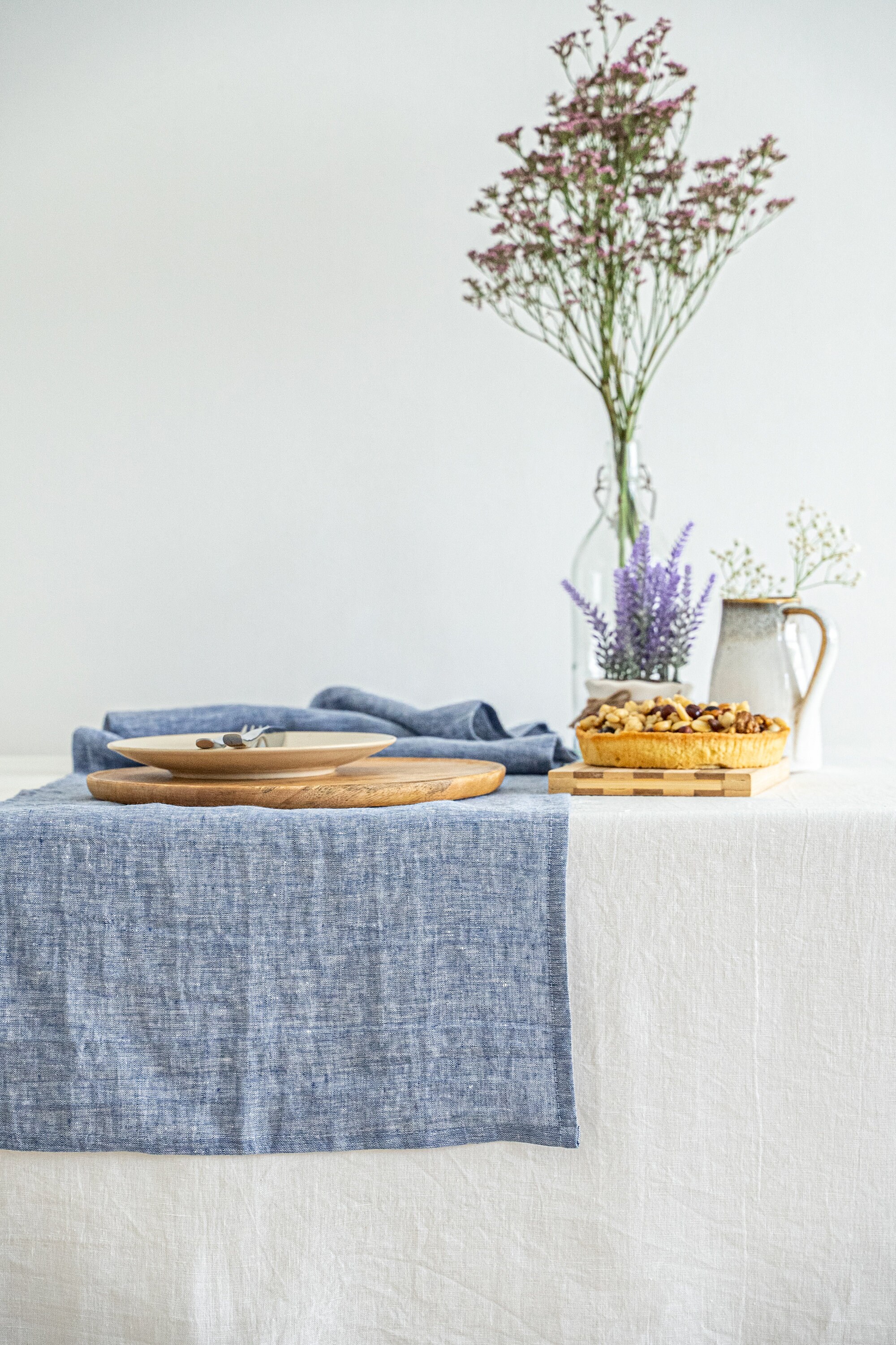Linen Table Runner. Washed Soft Linen Table Runner in Blue. | Etsy