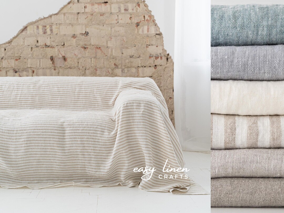 Linen Sofa Cover, Loose Couch Slipcover, Custom Sofa Slipcover ...