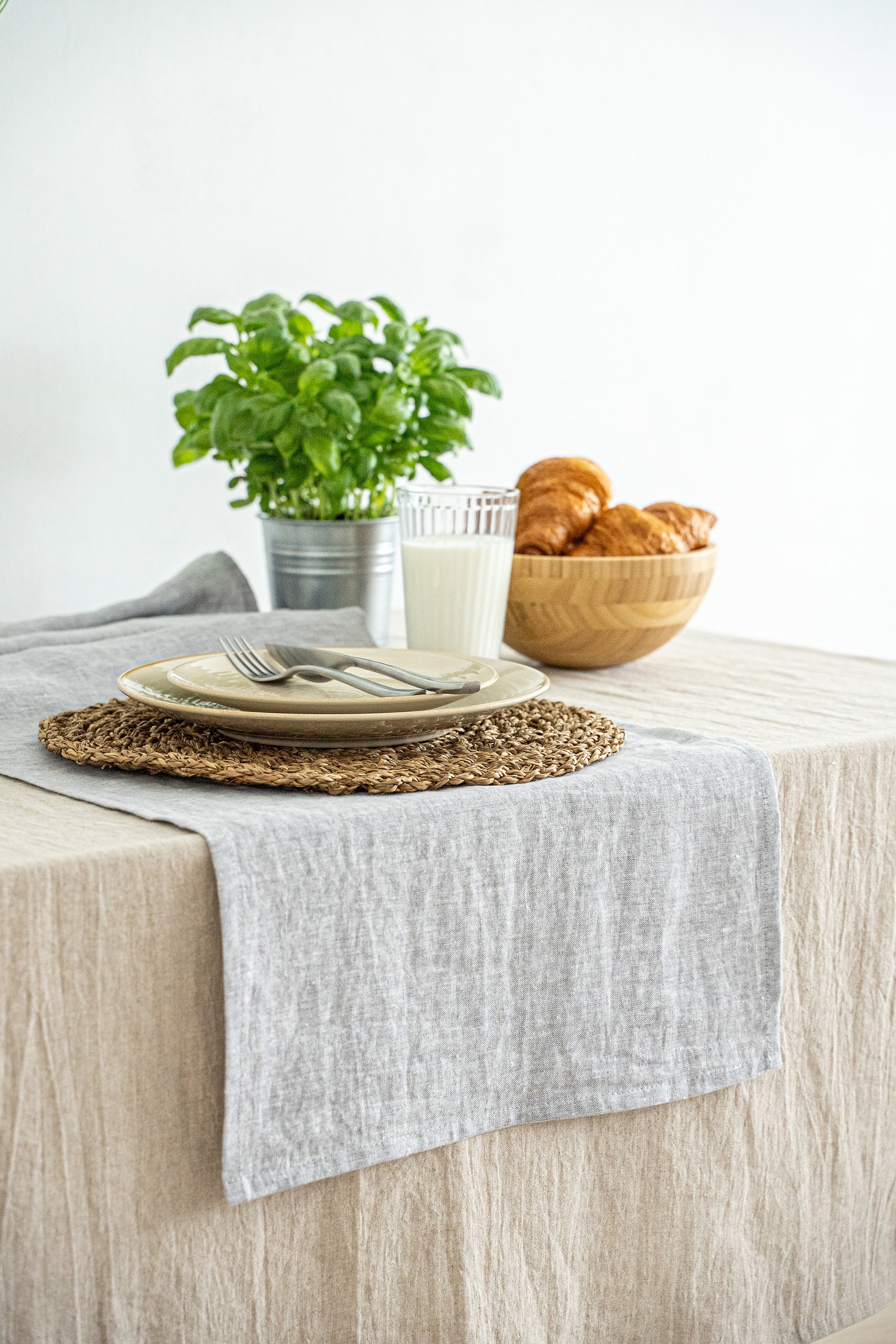 Linen Table Runner. Long Gray Washed Fabric Lunch Dinner - Etsy