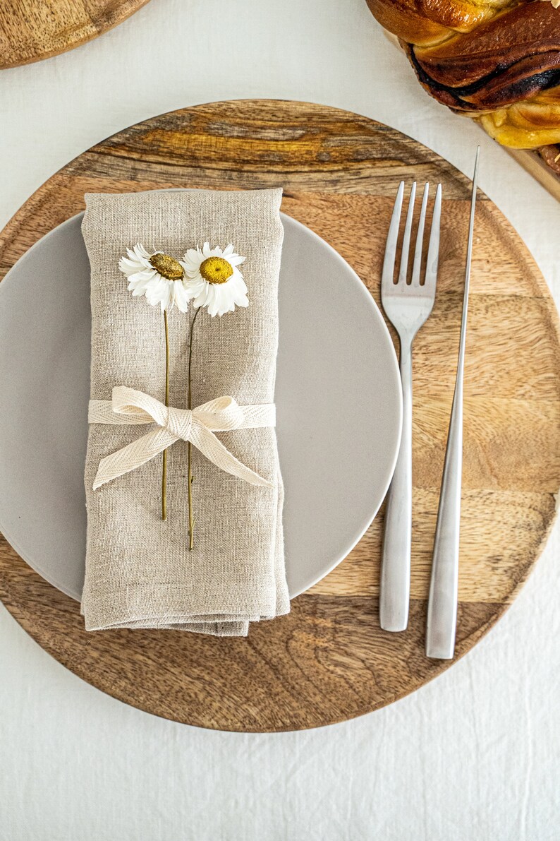 Natural Linen Napkins Set. Kitchen Table Napkin Cloths. Stonewashed ...