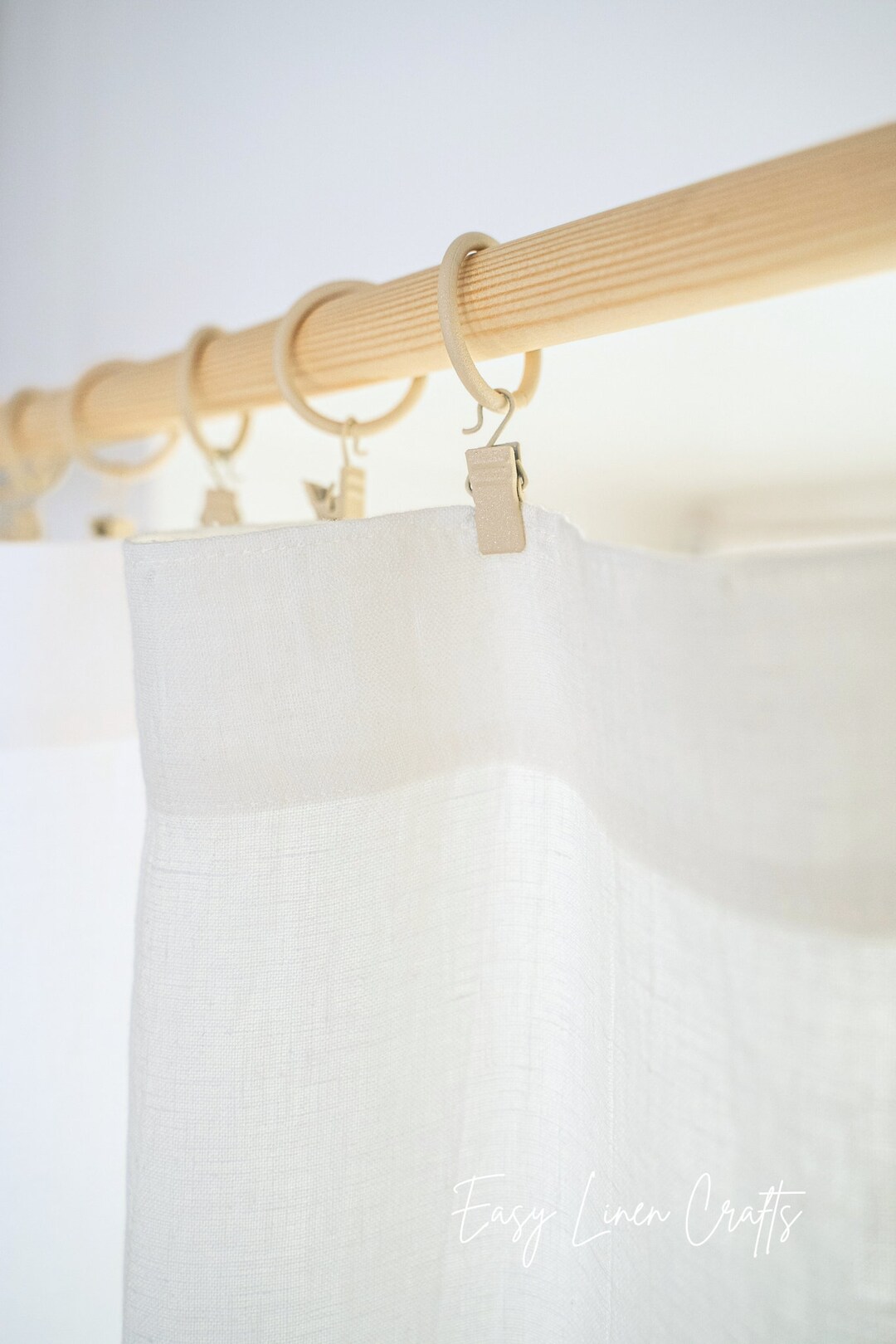 Semi Sheer Linen Curtain Panel - Stonewashed Linen Drape for Clips and ...