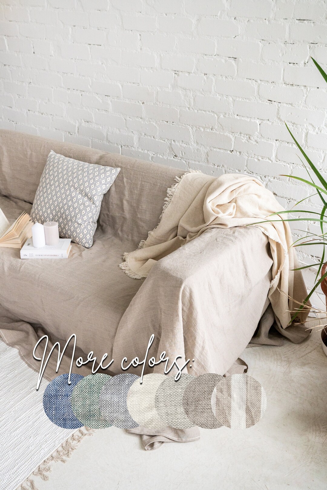 Linen Couch Cover Large Linen Sofa Slipcover Sofa Throw - Etsy