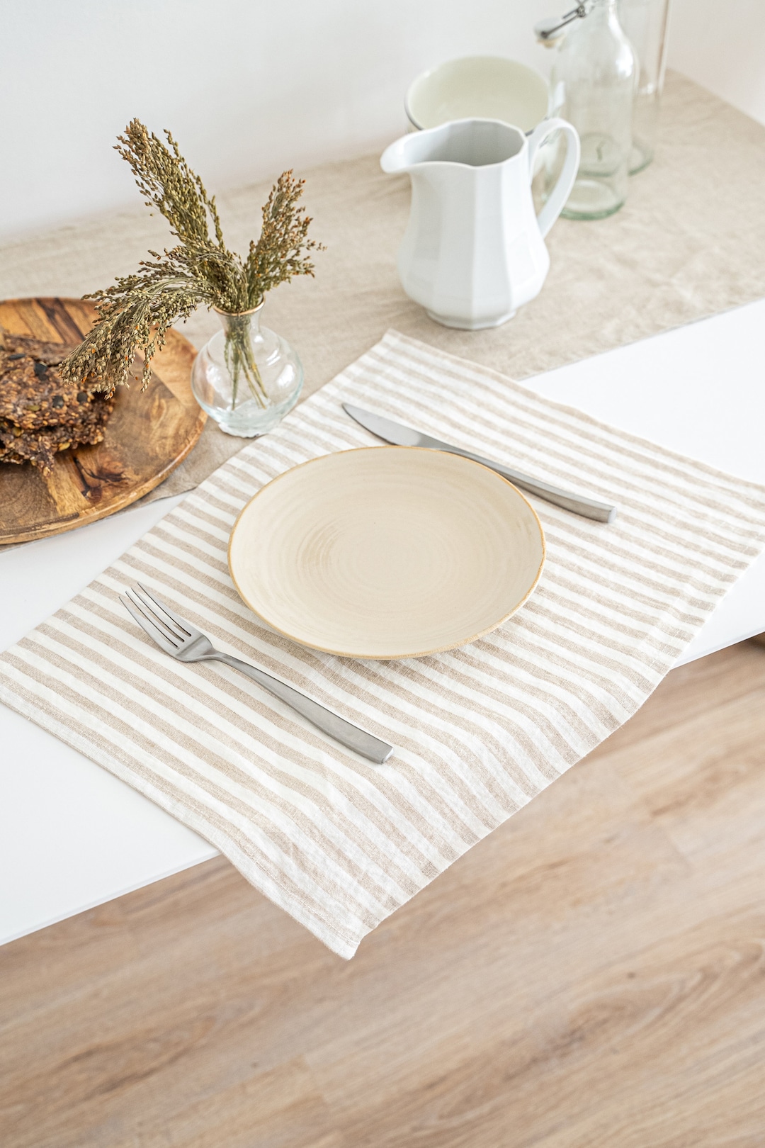 Linen Table Mat Set for Lunch Dinner or Wedding Linen Placemats Dining Place Mats Stonewashed ...