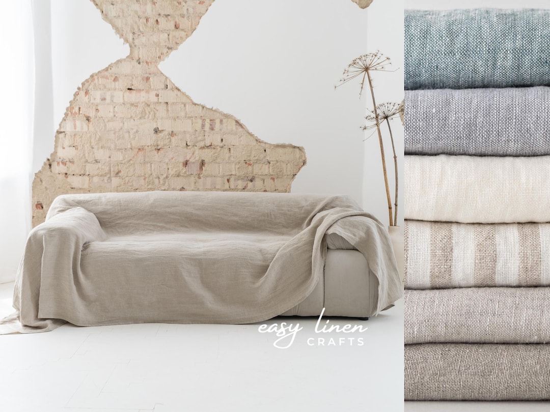 Linen Sofa Cover, Linen Couch Cover, Loose Couch Slipcover, Custom Sofa ...