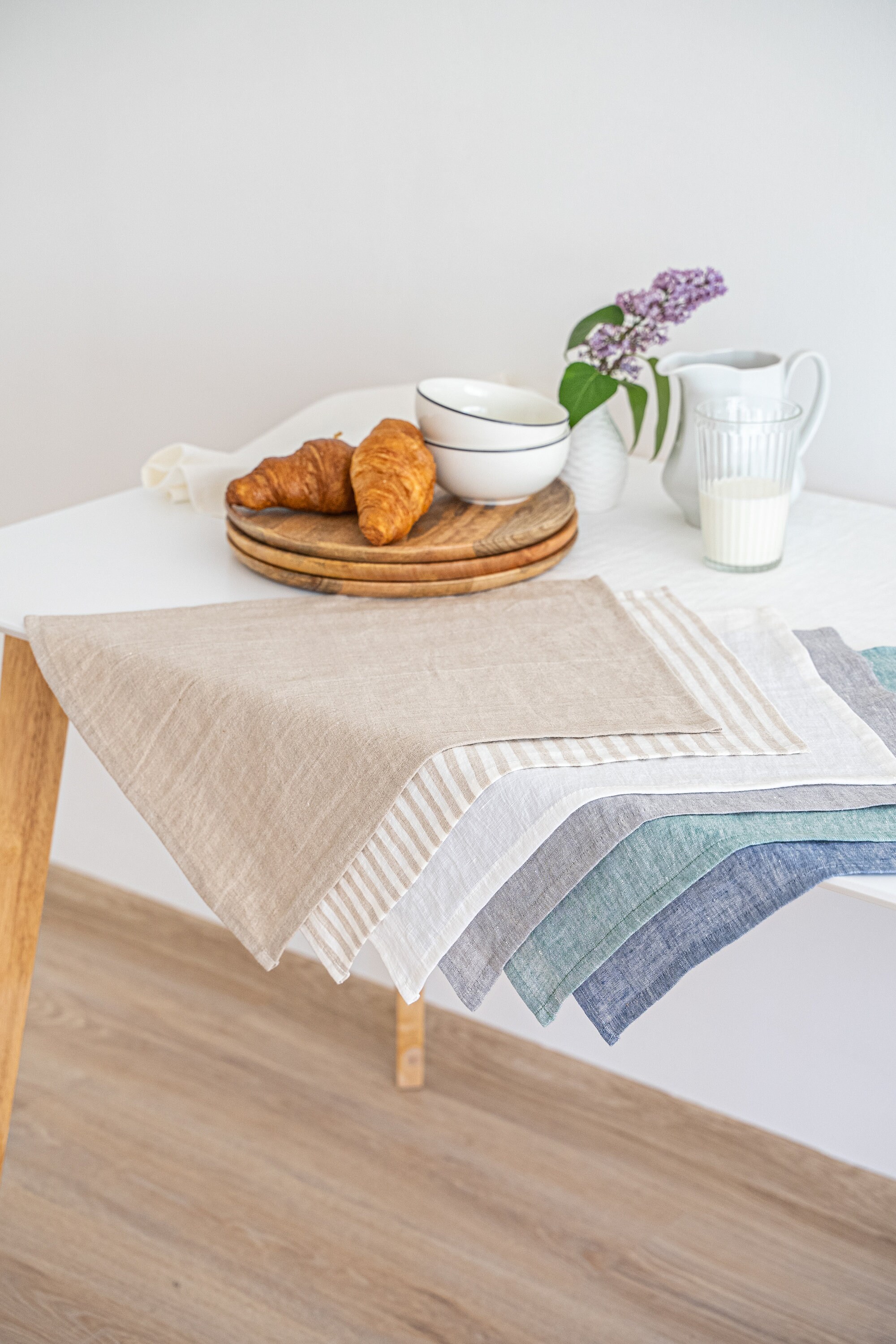 Linen Table Mats Set - Linen Placemats - Stonewashed Linen Kitchen and ...