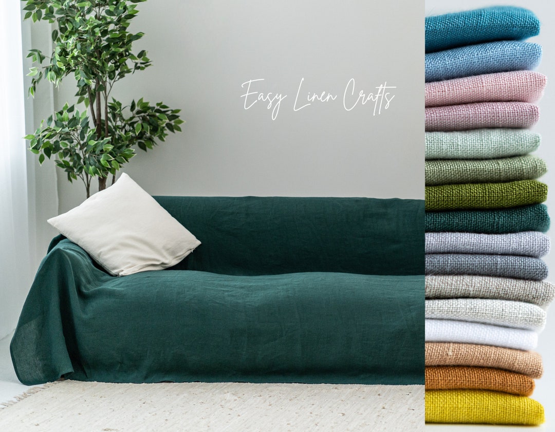 Sofa Slipcover, Linen Couch Cover, Natural Linen Loveseat Cover, Linen ...