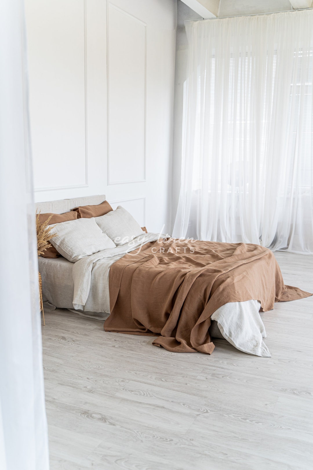 Linen Bedspread, Stonewashed Linen Bed Coverlet, Washed Linen Throw ...