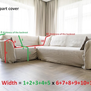 Linen Couch Cover for L Shape Sofa Parts, Sectional Sofa Cover, Loose ...
