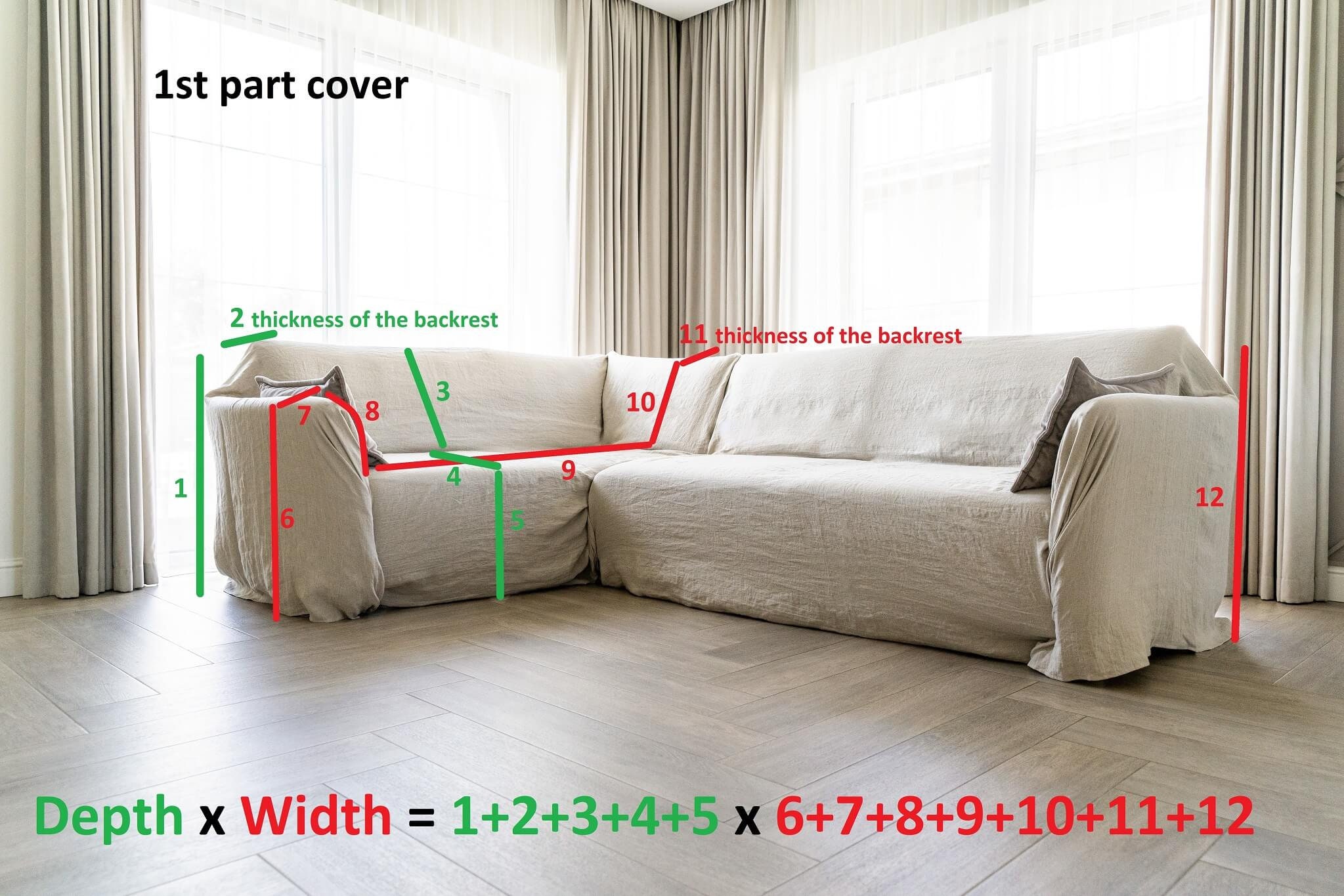 Linen Couch Cover for L Shape Sofa Parts, Sectional Sofa Cover, Loose ...