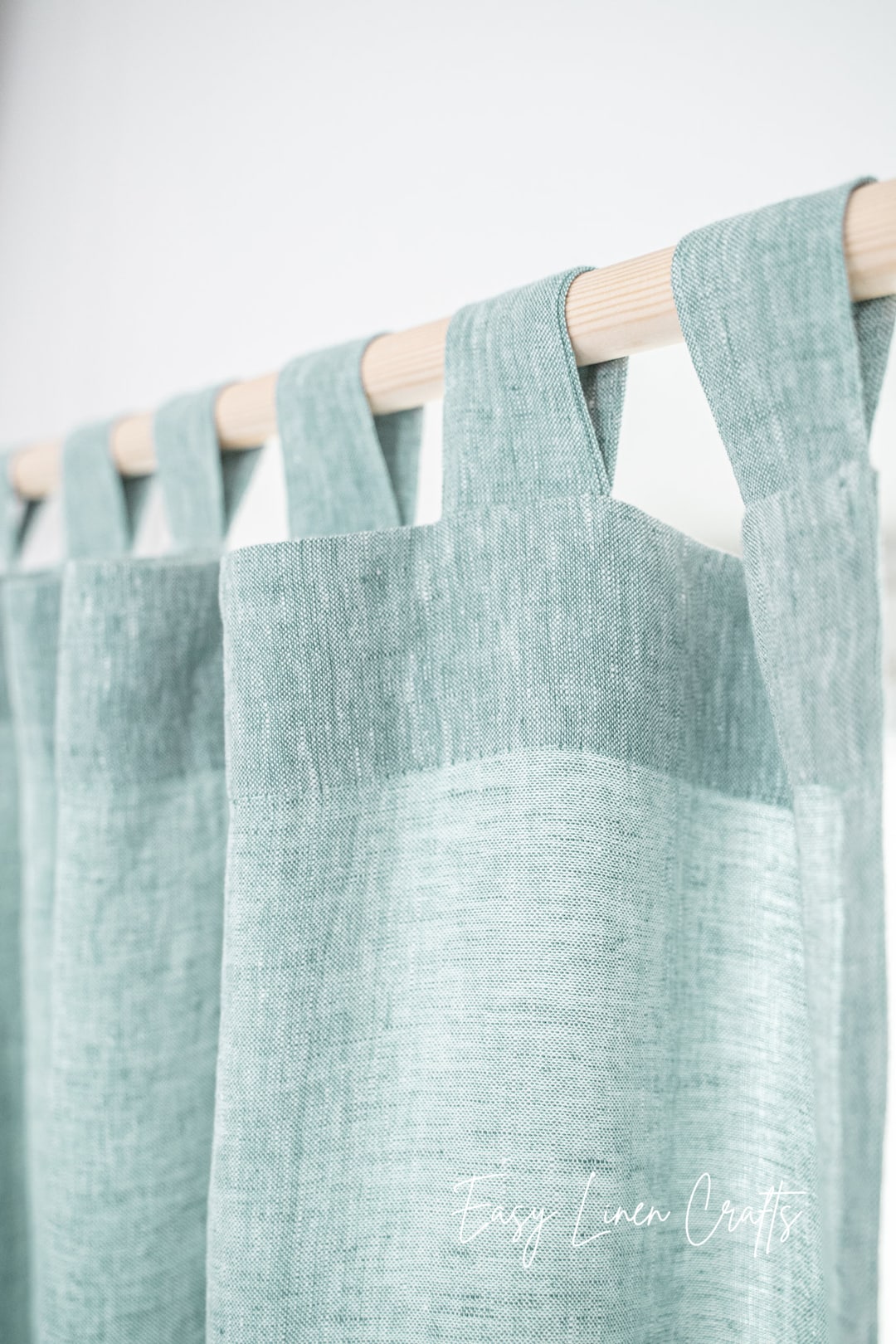 Linen Tab Top Curtain Panel - Natural Stonewashed Semi Sheer Drape for ...