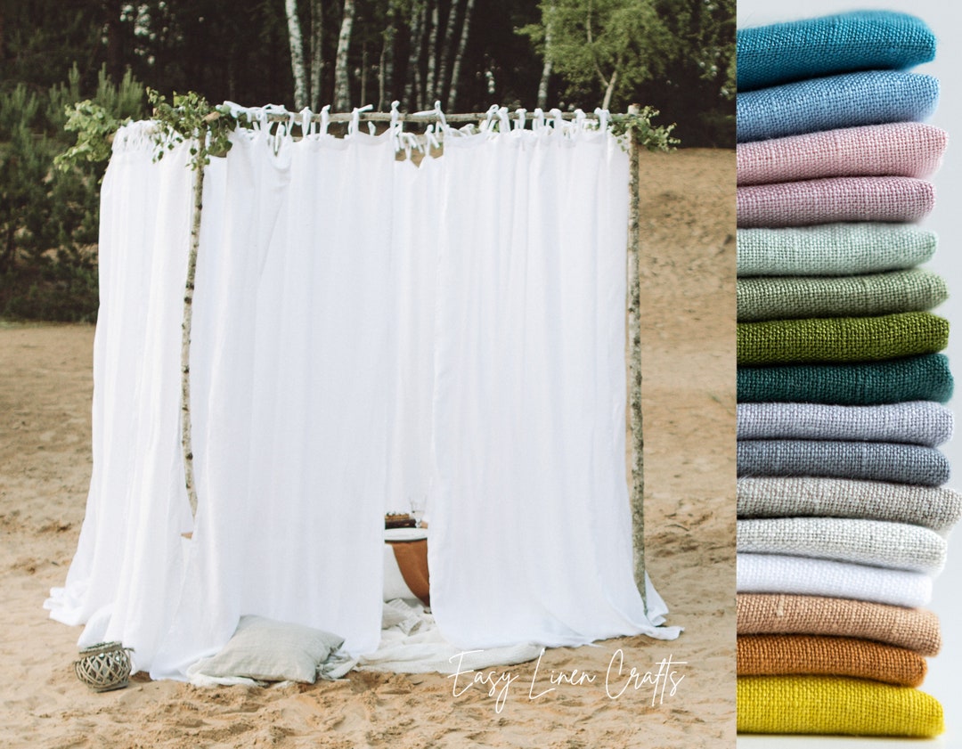 Canopy Bed Curtain, Four Poster Bed Canopy Drape, Linen Curtain Panel ...