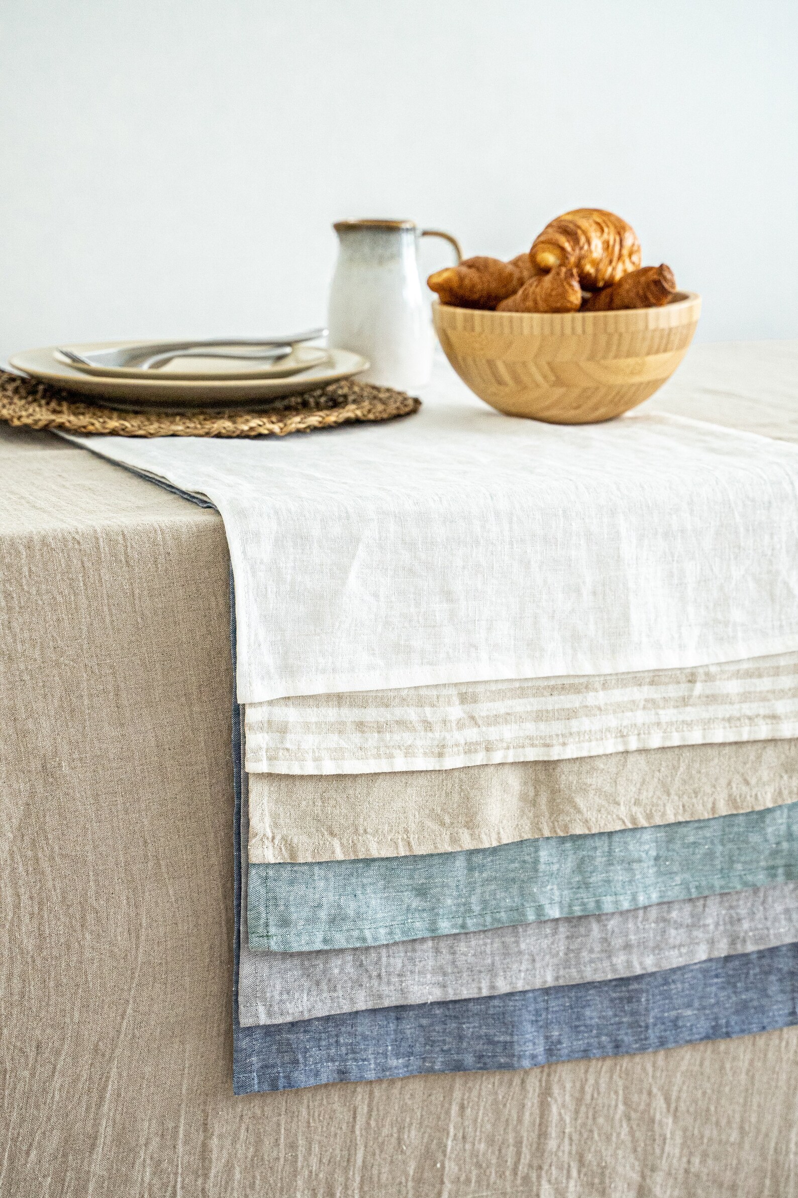 Linen Table Runner. Green Kitchen Decor Table Runner. - Etsy