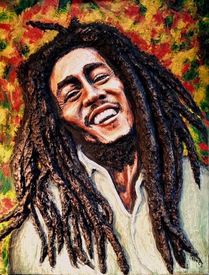 Laughing Bob Marley/ Sculptural Painting/ Rasta Art/ Real 3-D Art ...