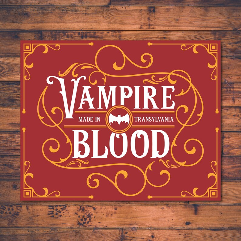 Vampire Blood Bottle Label Sticker | Etsy