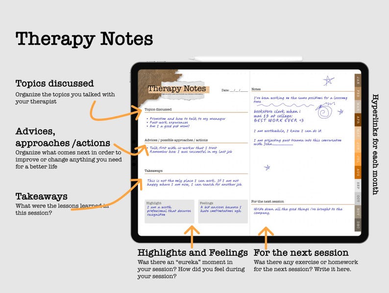 2025 Therapy Notes Organizer for Patients, Goodnotes Planner, Therapy ...