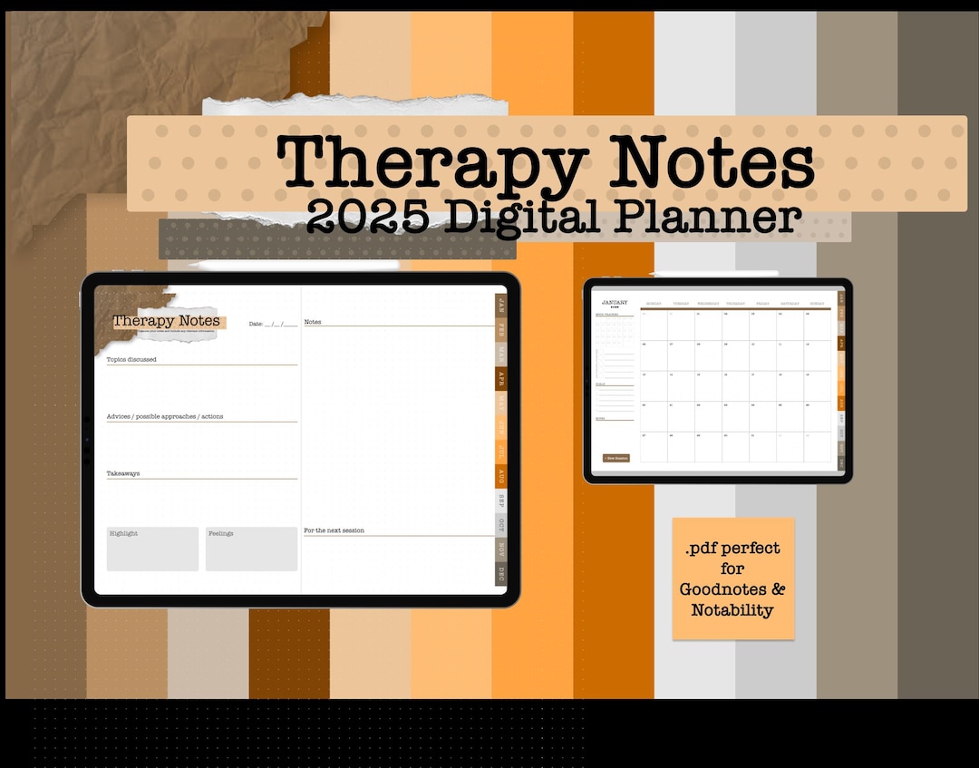 2025 Therapy Notes Organizer for Patients, Goodnotes Planner, Therapy ...