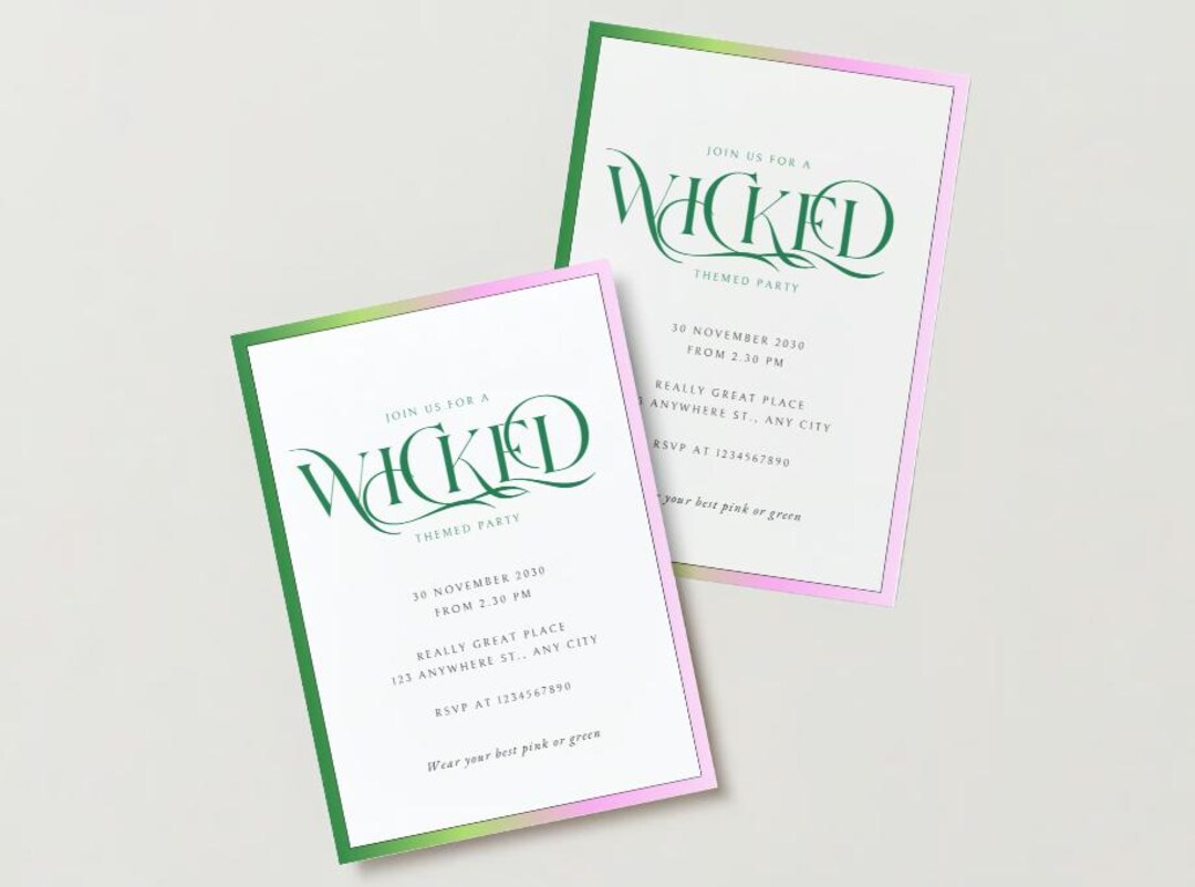 Wicked Themed Party Digital Download | Canva Download | Customizable ...