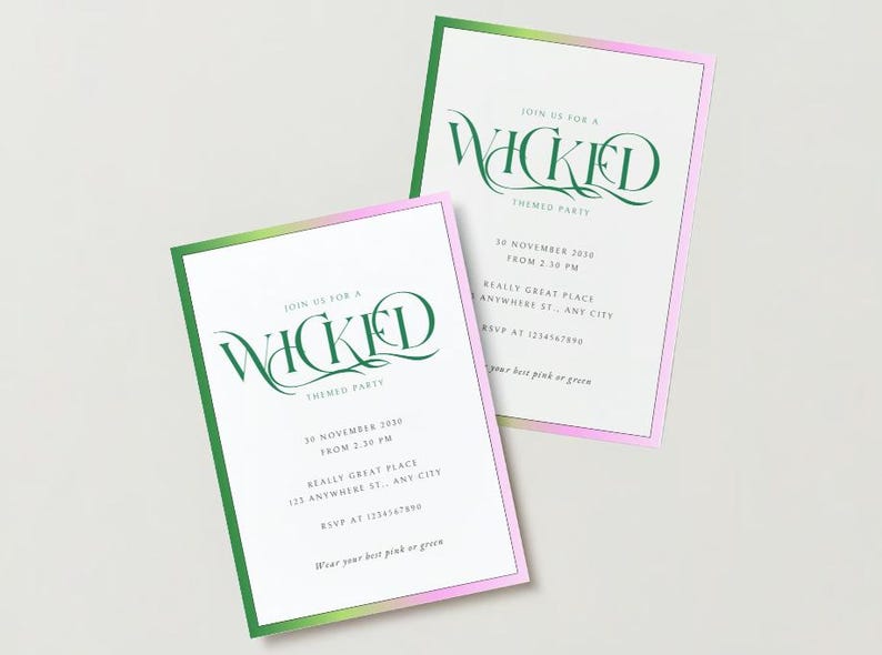 Wicked Themed Party Digital Download | Canva Download | Customizable ...