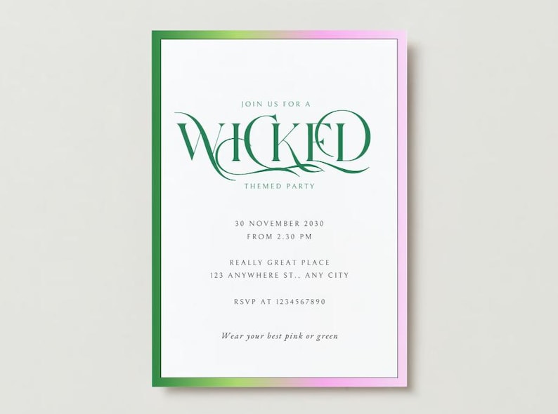 Wicked Themed Party Digital Download | Canva Download | Customizable ...