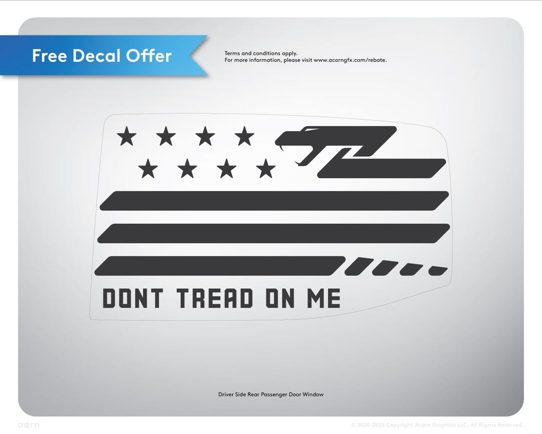 Fits Toyota Tacomas 2005-2025 DTOM Flag Prezisioncut® Rear Passenger ...