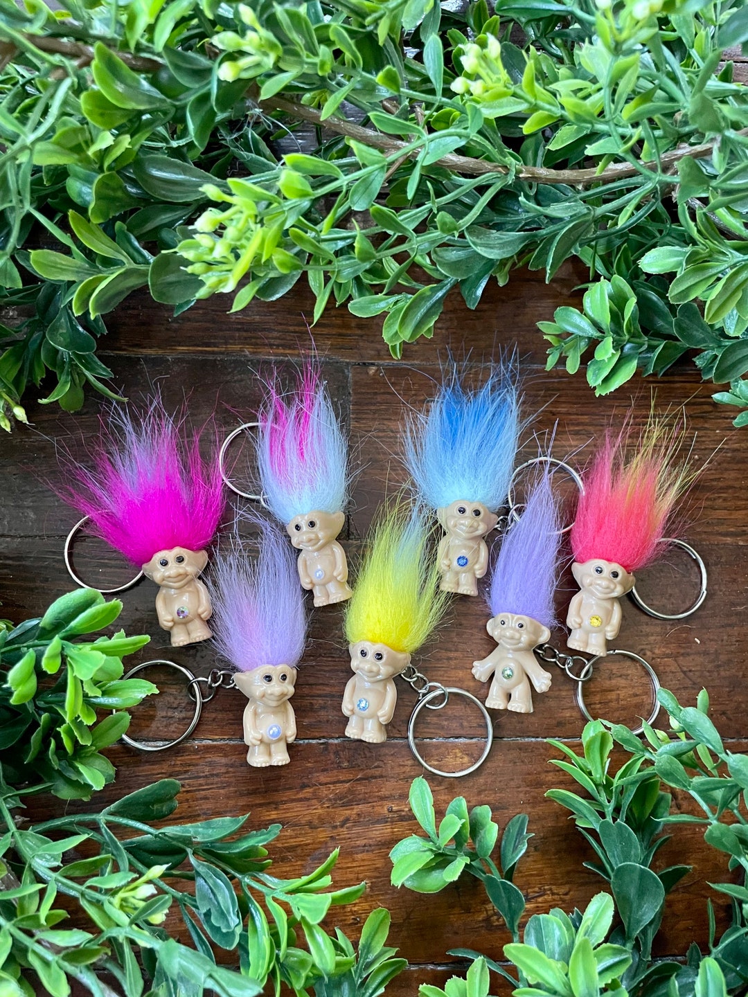 Vintage Troll Keychains, Tiny Troll Dolls, Troll Keychain, Lucky Troll ...