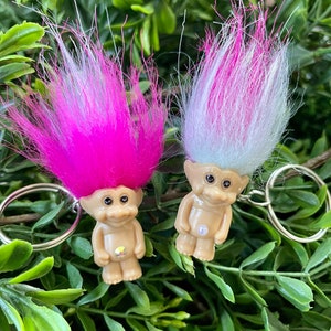Vintage Troll Keychains, Tiny Troll Dolls, Troll Keychain, Lucky Troll ...