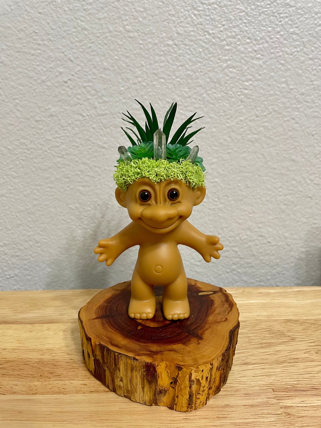 Succulent Troll Doll, Planter Troll Doll, Crystal Troll Doll, Large ...