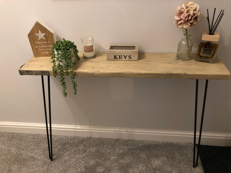 Industrial Rustic Reclaimed Scaffold Board Console Hall Table Hairpin ...