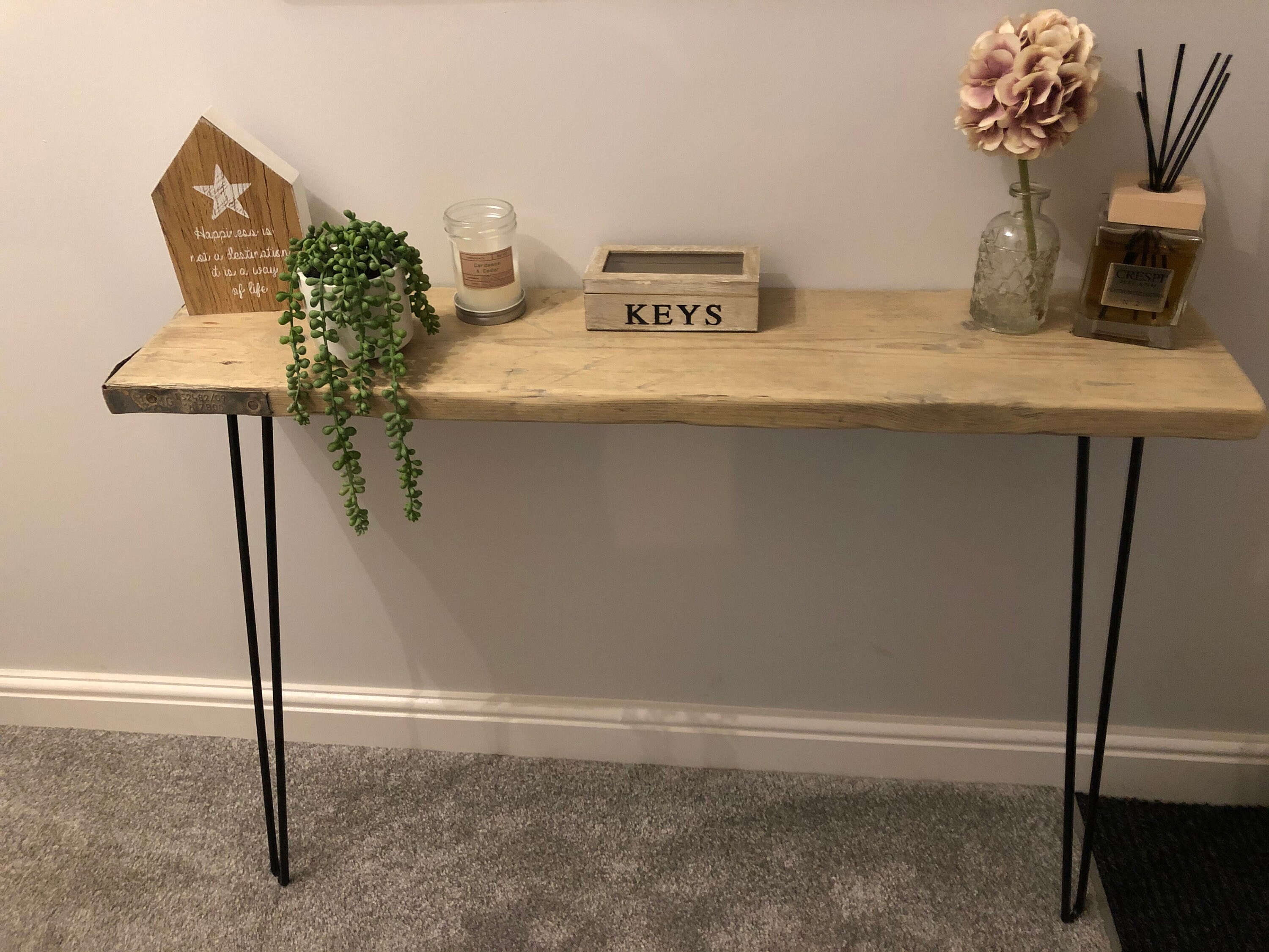 Industrial Rustic Reclaimed Scaffold Board Console Hall Table Hairpin ...