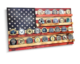 Challenge Coin Flag, American Flag, Wood Burned Flag, Military ...