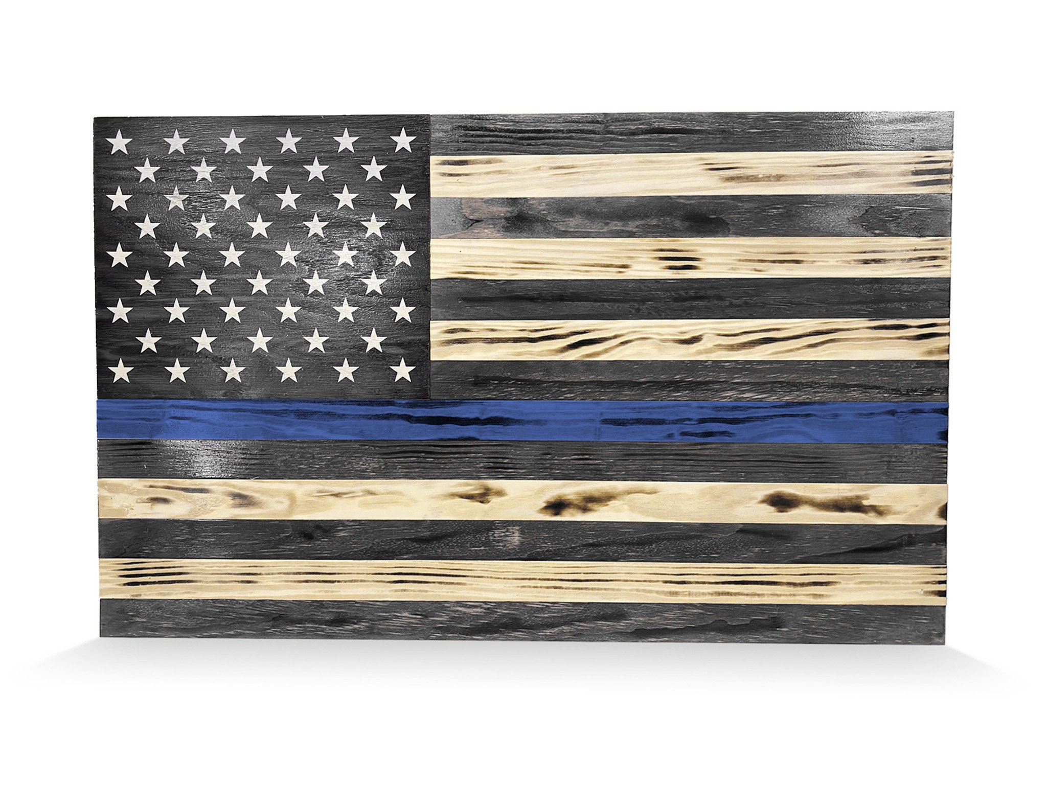 Handmade Thin Blue Line American Flag Wall Art Rustic Home | Etsy