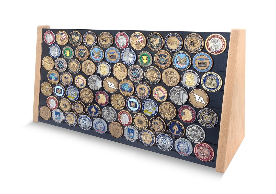 Upright Challenge Coin Display, Vertical Table Desk Top Coin Rack ...
