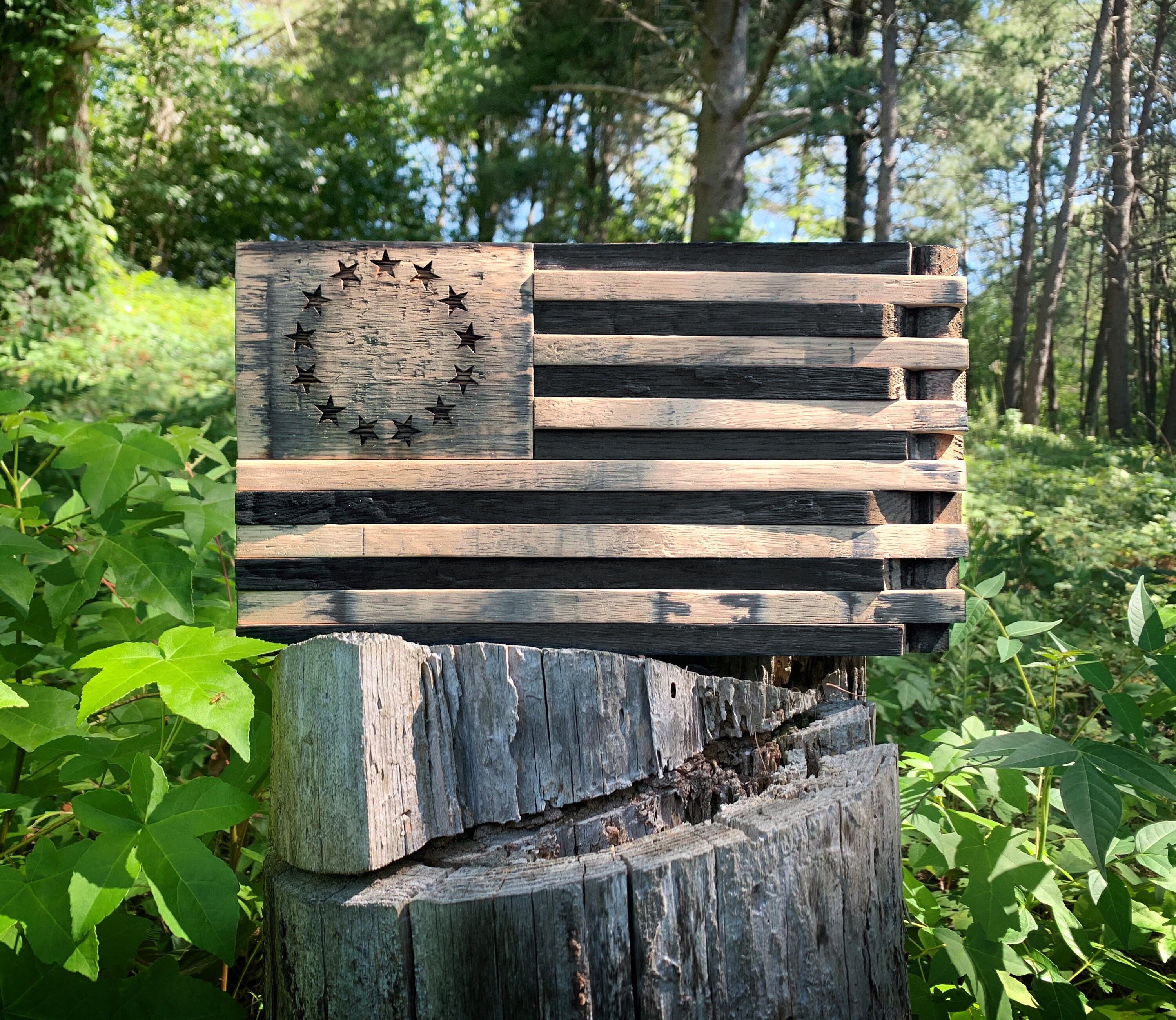 Handmade American Flag Display From Bourbon Barrel Staves | Etsy