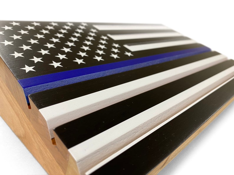 Thin Blue Line American Flag Challenge Coin Table Top Display | Etsy