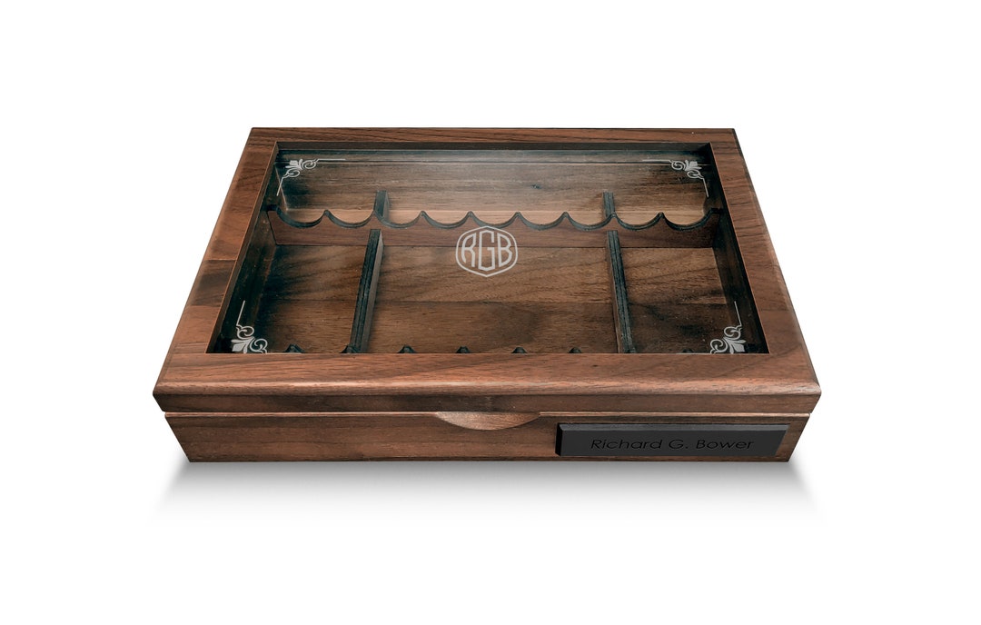 Custom Engraved Wood Cigar Box, Personalized Name Monogram Initials ...
