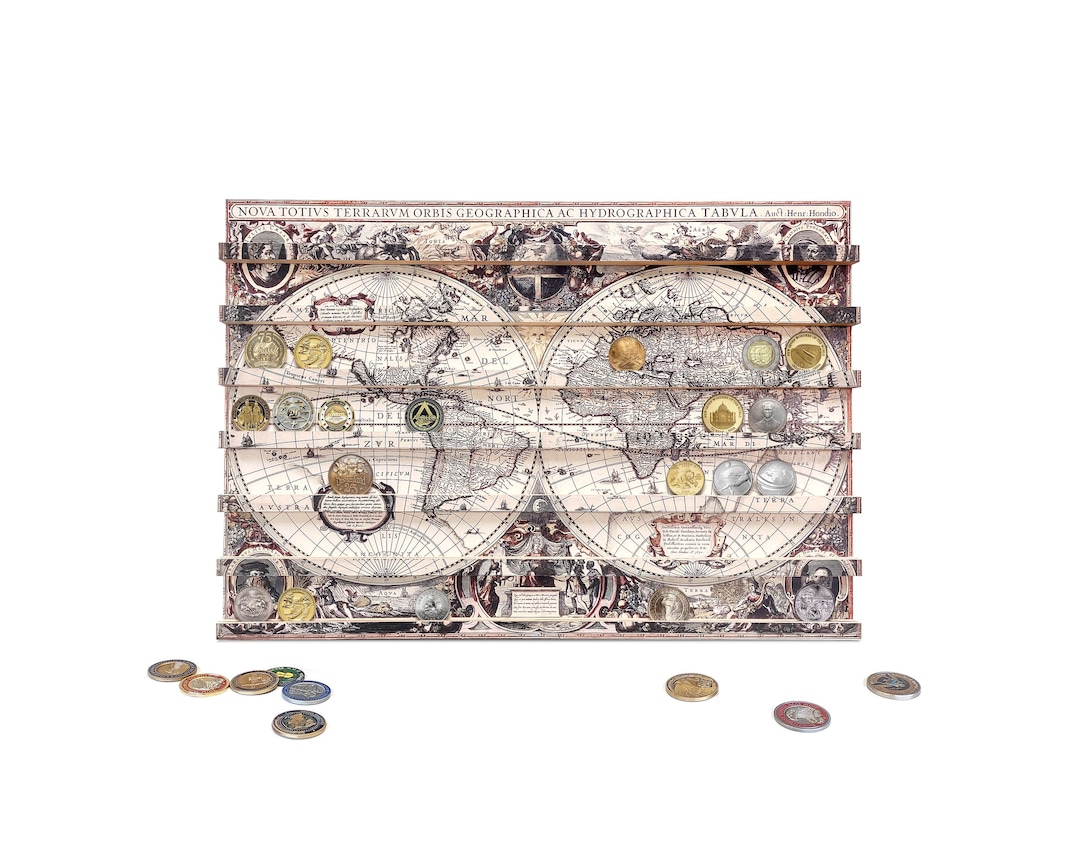 Handmade Collectable Challenge Coin Display Rack, Wall Hanging World ...