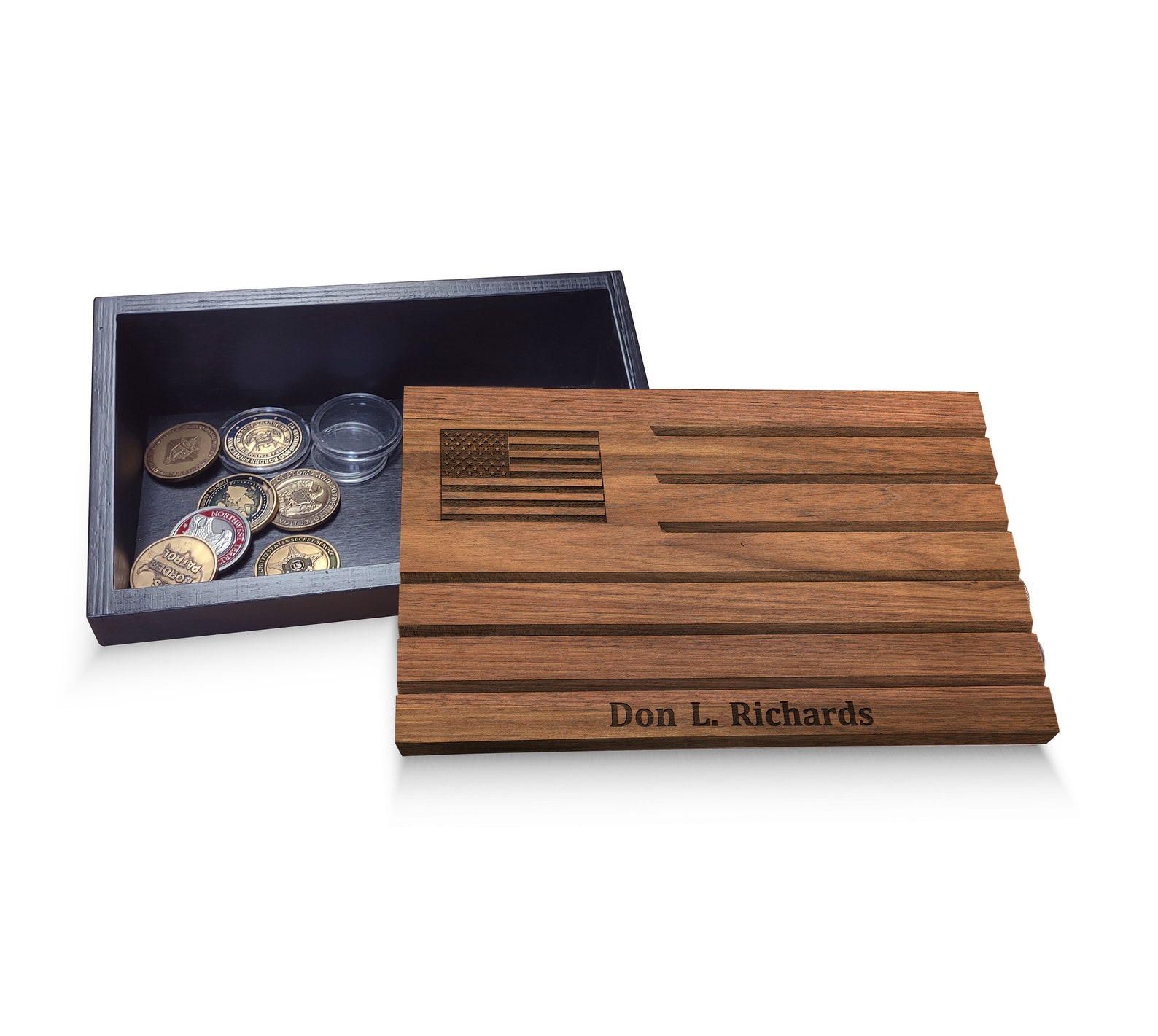 Custom Engraved American Flag Challenge Coin Table Top Display - Etsy