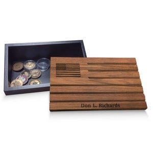 Custom Engraved Memorabilia Collectable Storage Box, American Flag ...