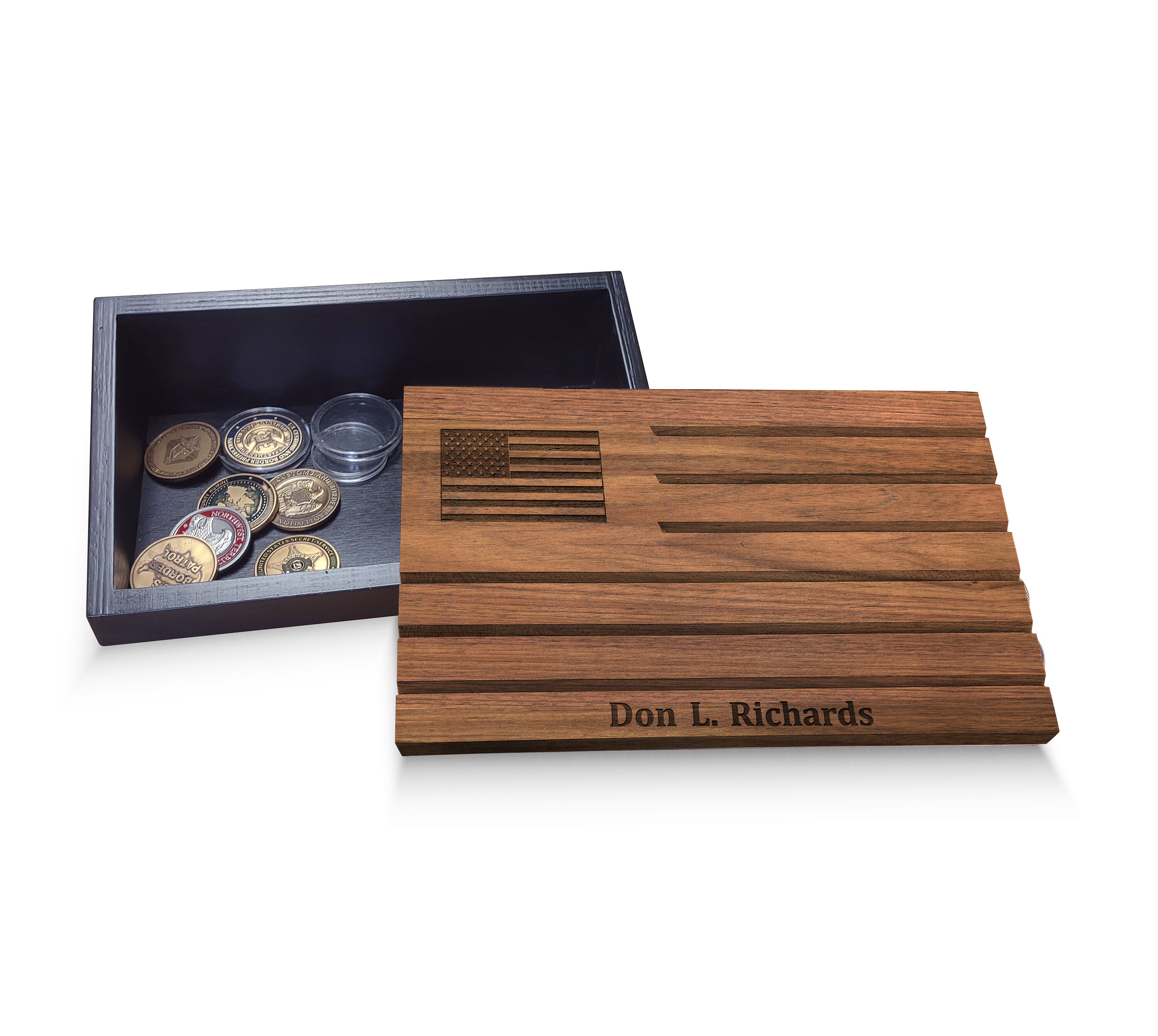 Custom Engraved American Flag Challenge Coin Table Top Display - Etsy