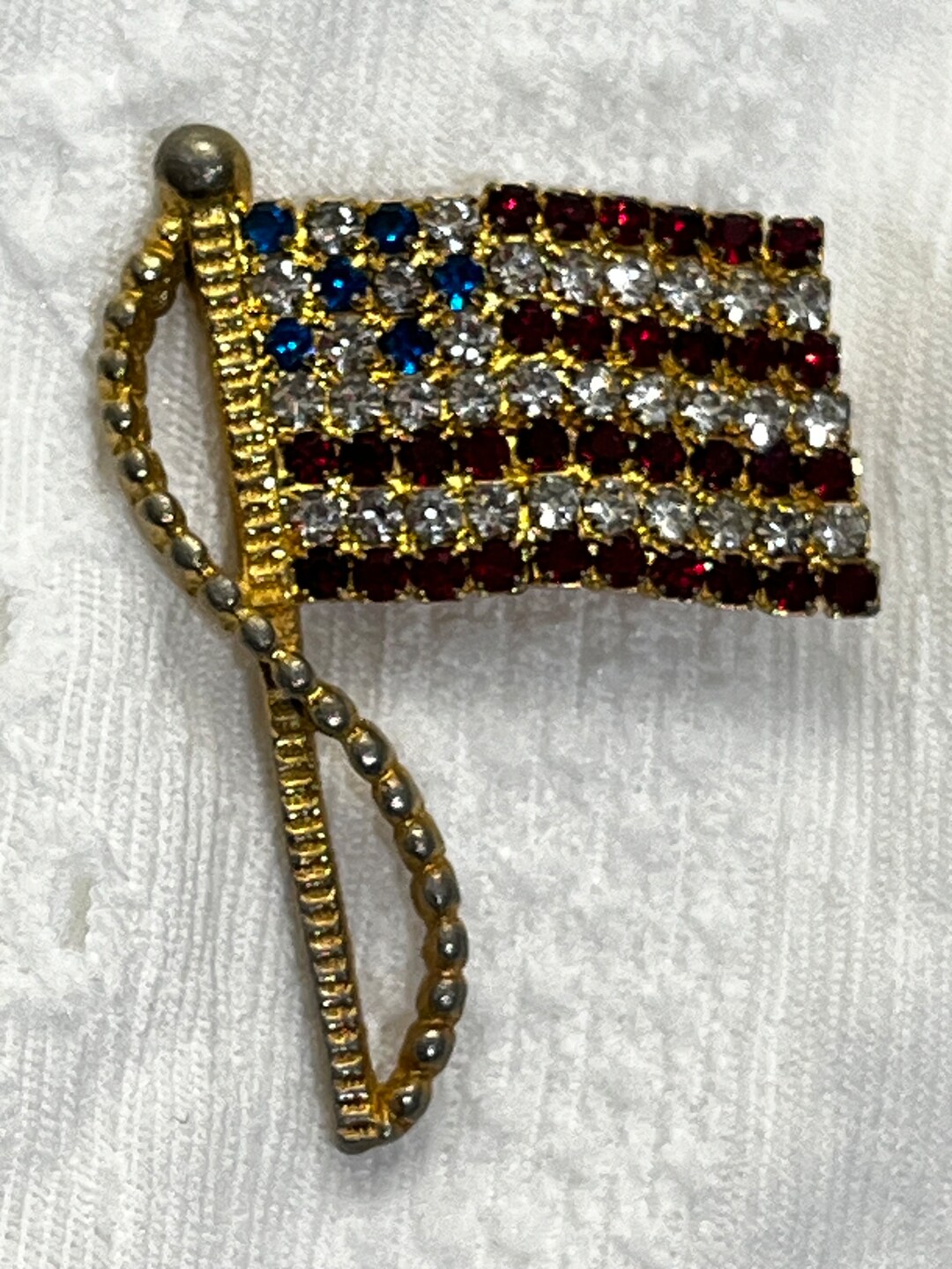 STUNNING, Rafaelian Rhinestone American Flag Pin - Etsy
