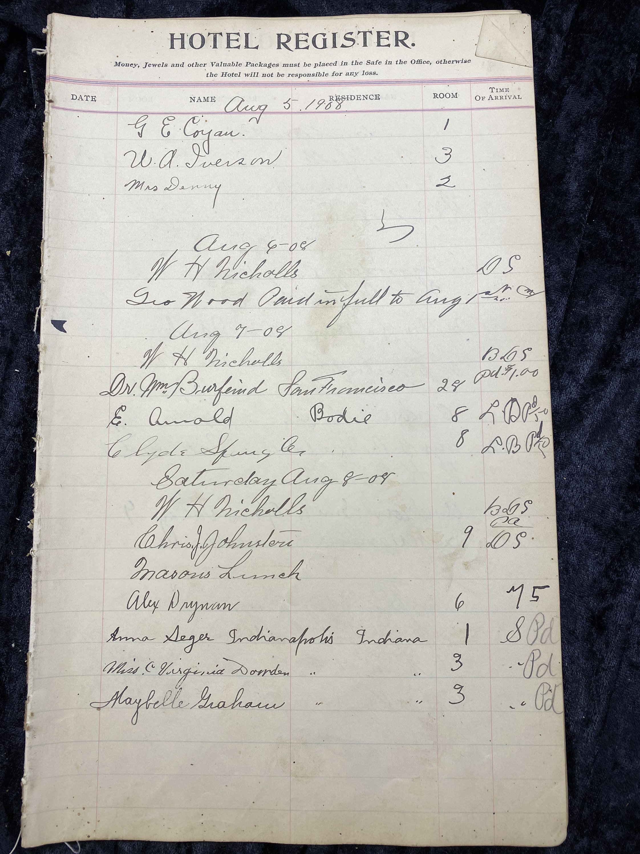 10 ORIGINAL 1908-1910 ANTIQUE Hotel Register Pages, Junk Journals ...