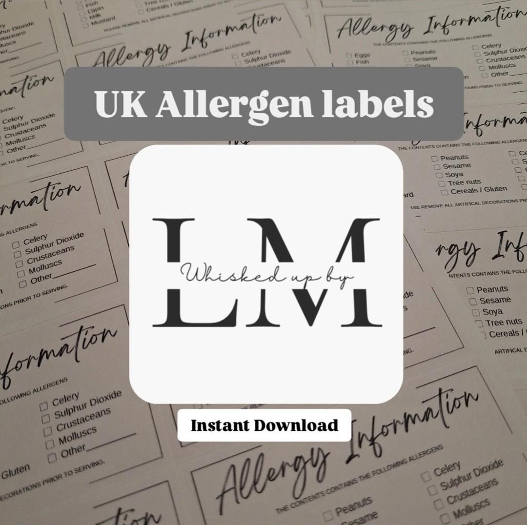 Allergen Label Stickers, Cake Stationery, Allergy Sticker, Cake ...